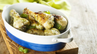 Recipe: Chicken Legs with Pesto, Butter Beans and Kale