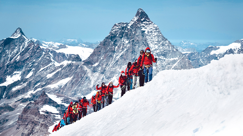Mountain climbing to break a record!
